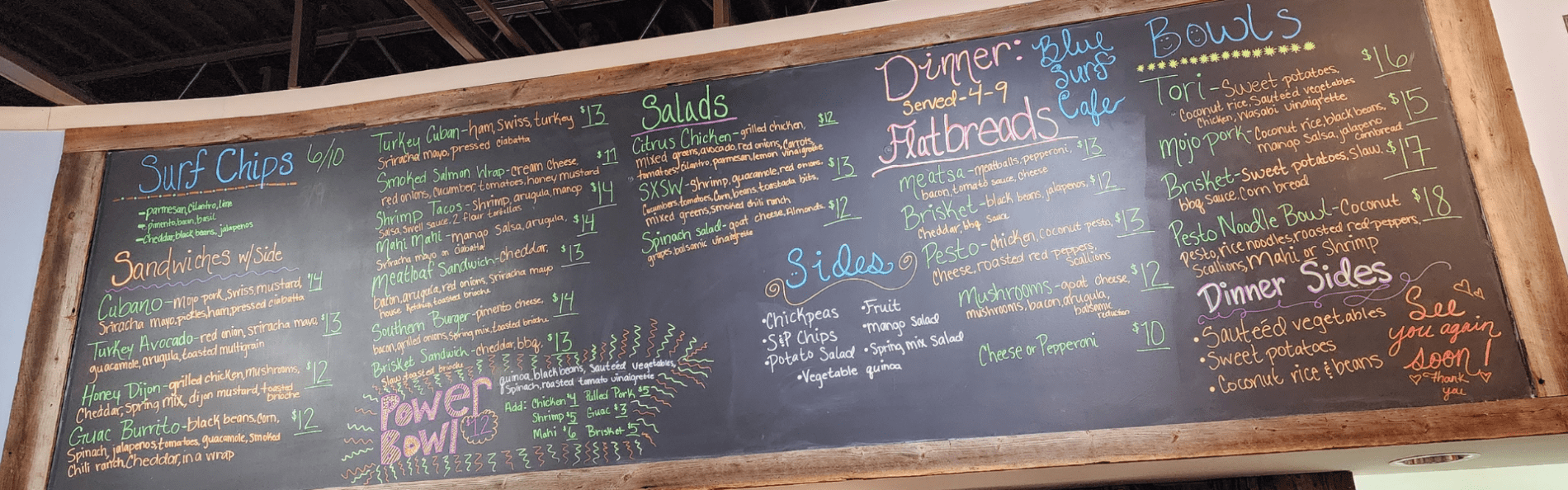 NEW MENU ITEMS - Blue Surf Cafe